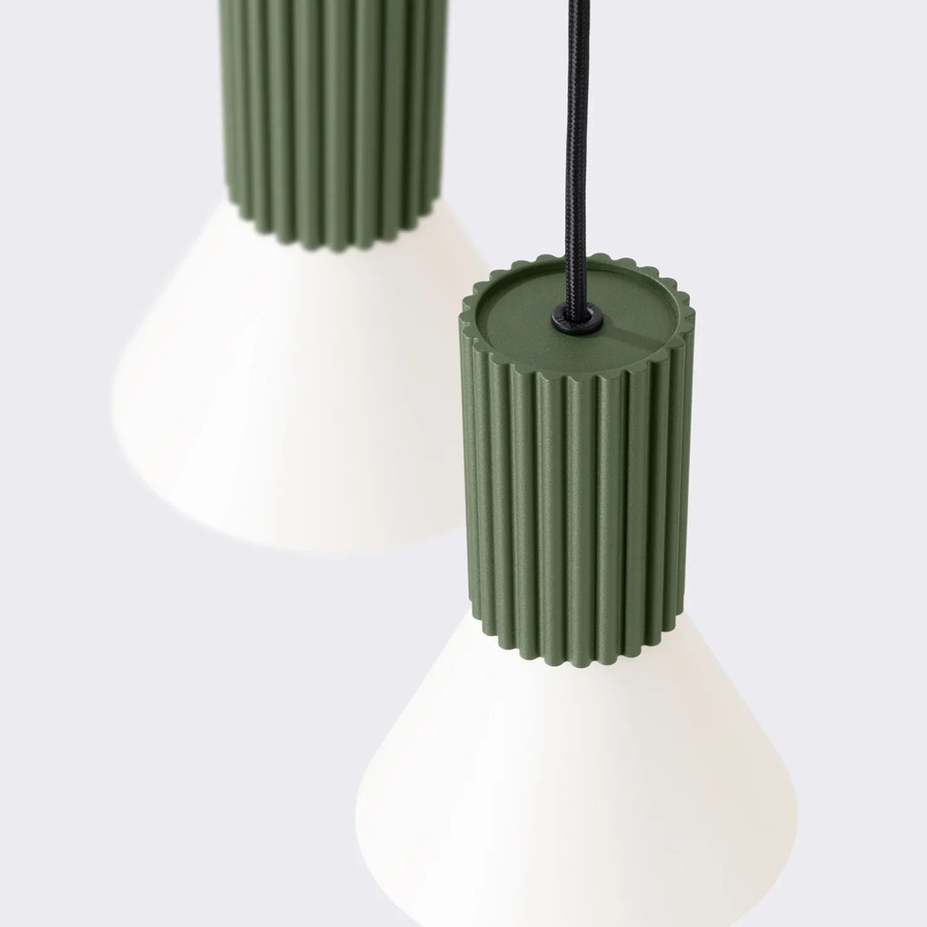 Sollux Lighting Závěsná lampa ESTRIA 3P béžová/olivově zelená
