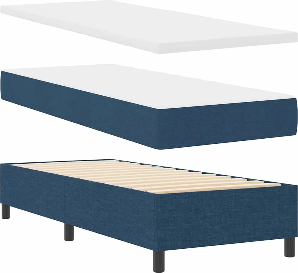 Postel s boxspringem s polštářem Modrá 190 x 90 cm textil 3341685