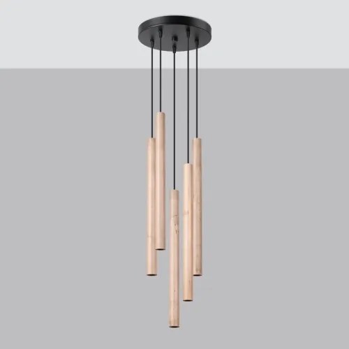 Závěsné svítidlo SOLLUX PASTELO 5P dřevo G9 5x8W bez žárovky SL.1270
