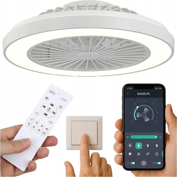 Ventilátor Stropní Ventilátor Led Lampa 51W Cct Paměť Barvy Dálkové Ovládání Aplikace