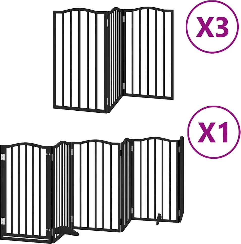Zábrana pro psy s dvířky skládací 15 panelů černá 750 cm topol 3155602