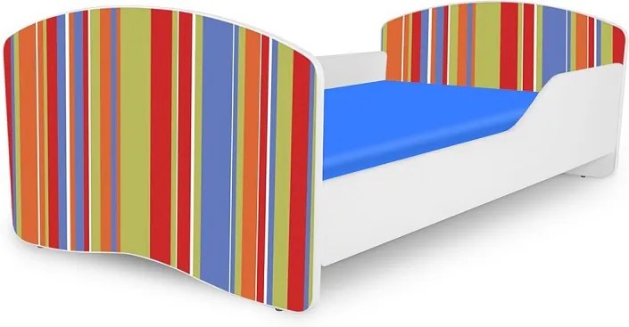 Dětská postel Oranžové proužky - rainbow - Rozměry postele délka 140 x šířka 70