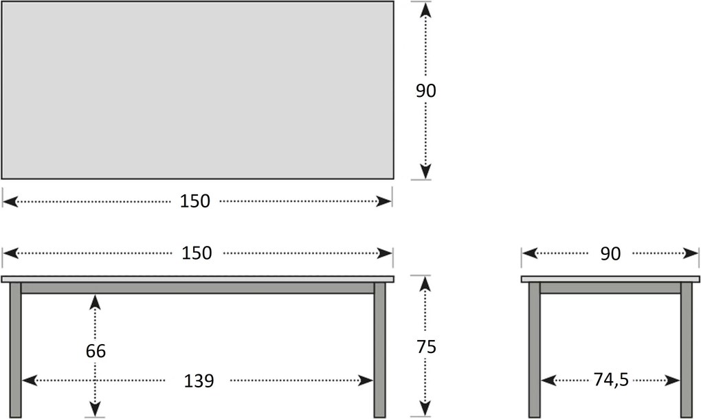 Doppler CONCEPT FSC - zahradní stůl s teakovou deskou 150 x 90 x 75 cm
