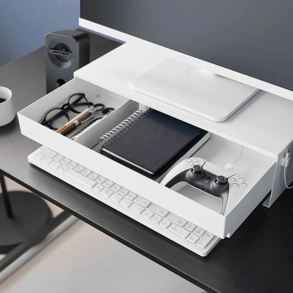 Bílý kovový stojan na monitor Tower – YAMAZAKI