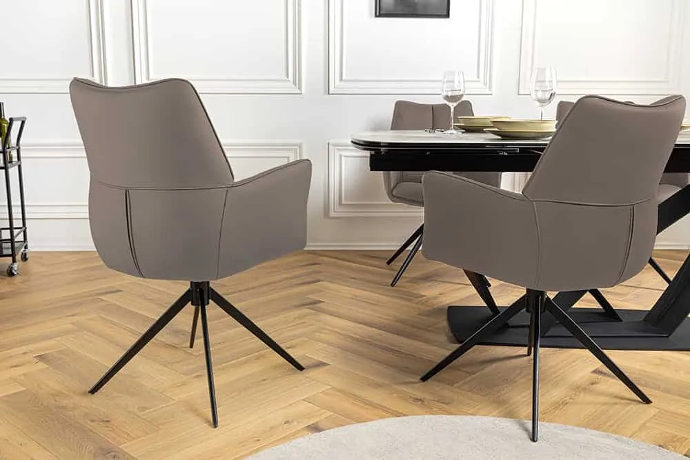 Designová otočná židle Vallerina hnědá kůže