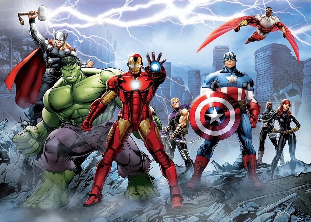 Vliesová fototapeta Komiksoví Avengers, Disney | 360 x 270 cm | DFTDNXXL5027