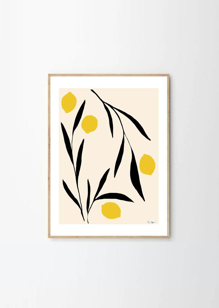 THE POSTER CLUB Autorský plakát Lemon by Anna Mörner 30 x 40 cm, žlutá barva, papír