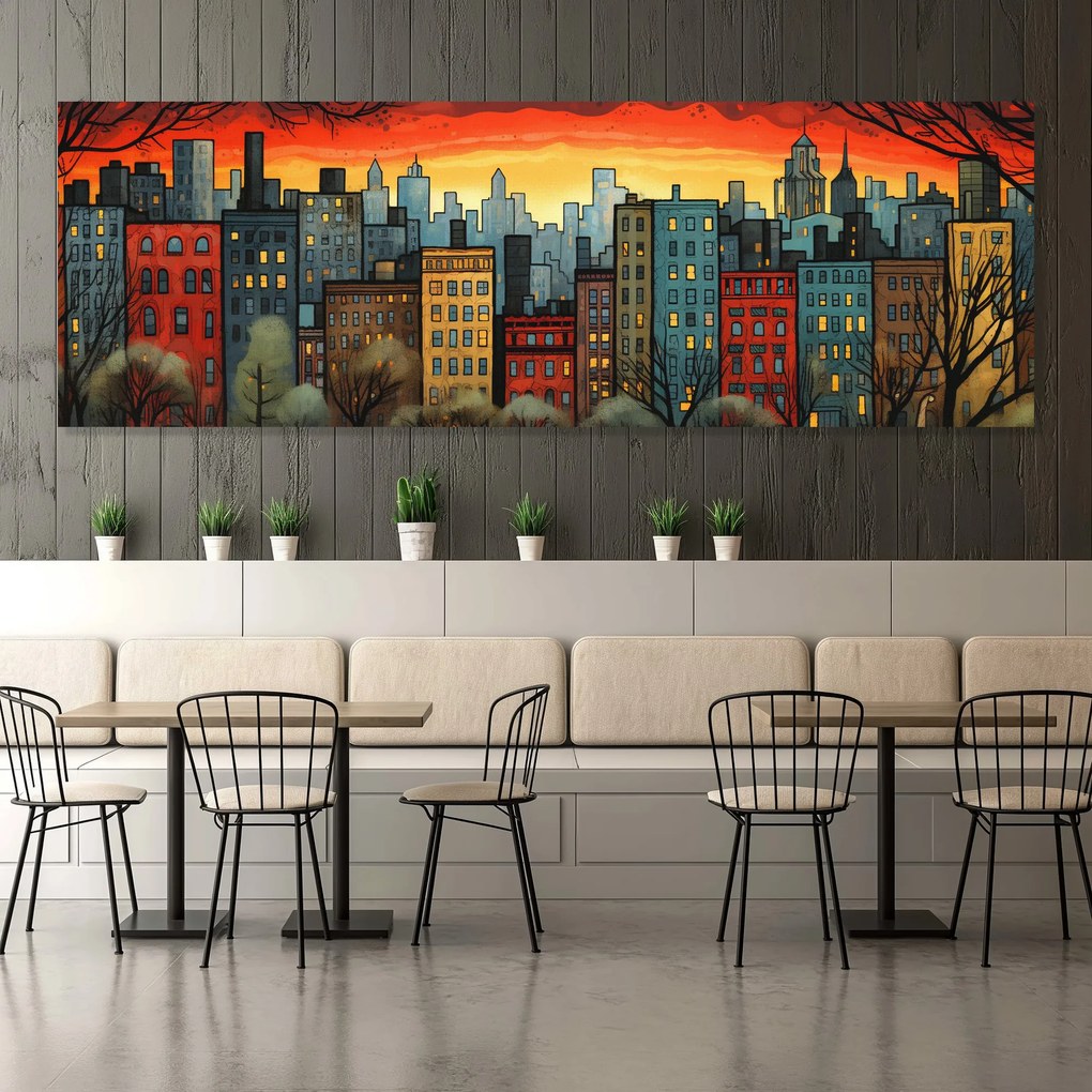Obraz na plátně - Západ slunce nad Brooklynem FeelHappy.cz Velikost obrazu: 180 x 60 cm