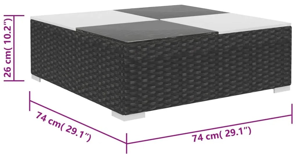 vidaXL Marketos 8dílná zahradní sedací souprava s poduškami polyratan černá