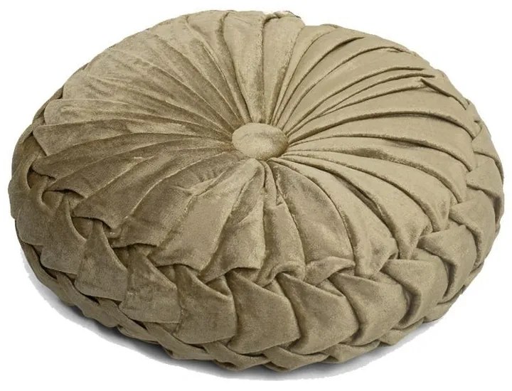 Zlatý sametový kulatý polštář Smock - Ø 30*10cm