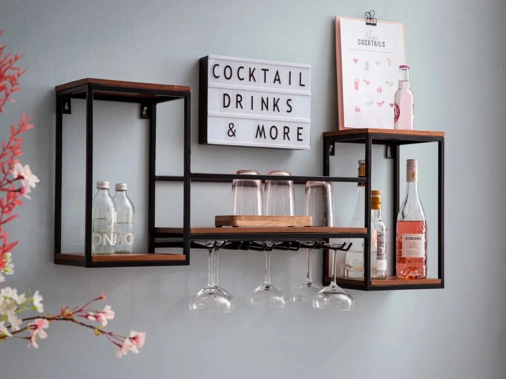 furniture-nabytek.cz - Masivní závěsná police Arvello z kovu a dřeva, lakovaná, hnědá – 100×20×41 cm