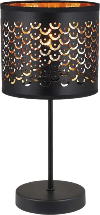 Stolní lampa Morgan, 1x plastové/černé textilní stínítko, b/g