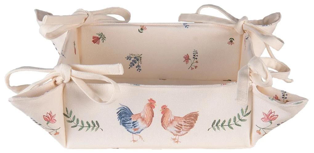 Bavlněný košík na pečivo Chicken and Rooster - 35*35*8 cm