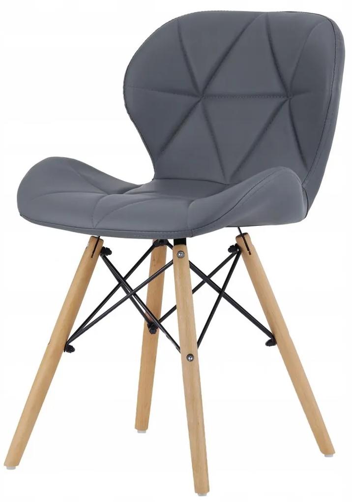 SUPPLIES LAGO Skandinávská kožená jídelní židle - šedá barva