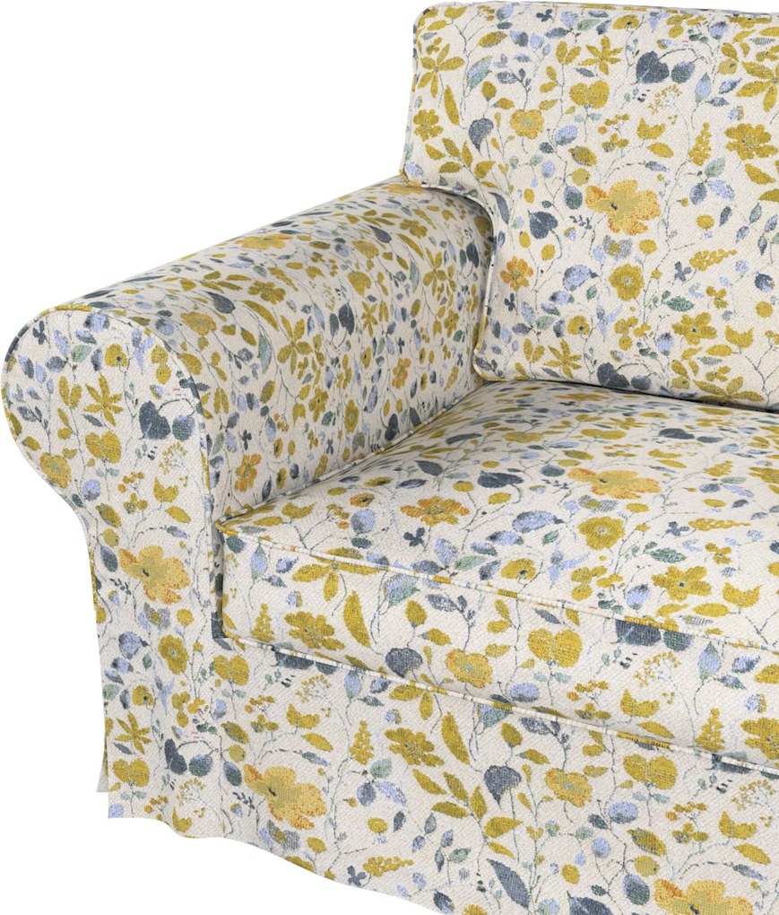 Potah na pohovku IKEA Ektorp 2-místná s lenoškou barva žlutá látka pletený vzor, vzorované