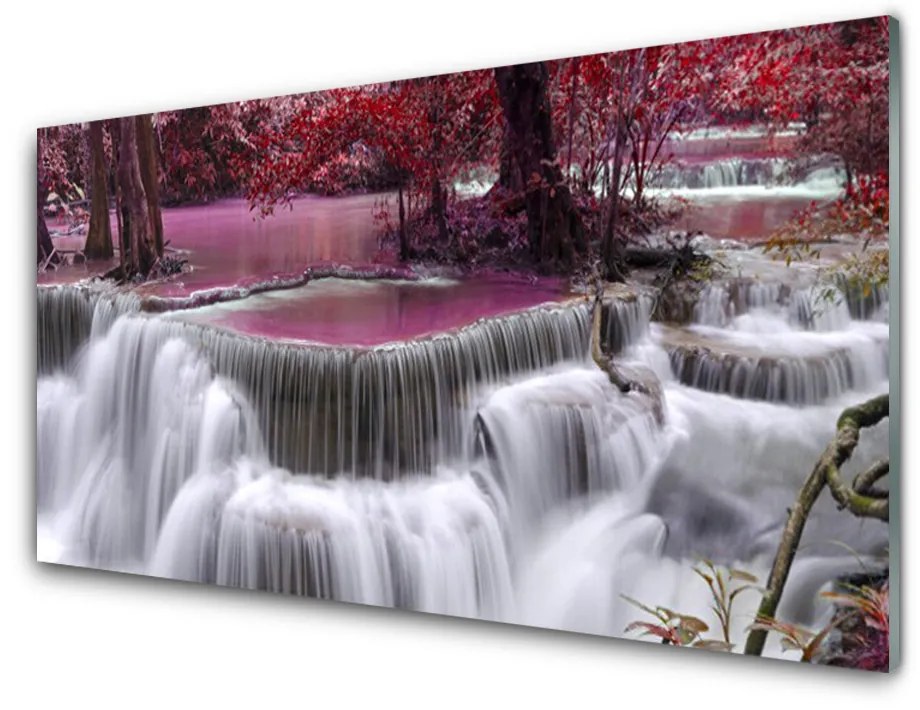 Obraz na skle Vodopád Góry Příroda 100x50 cm