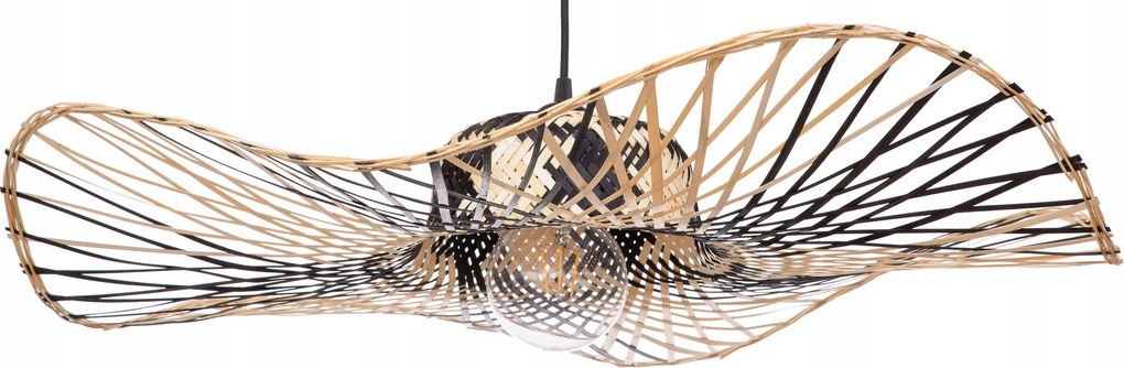 Černá závěsná lampa Boho bambusová velká 70 cm TH31