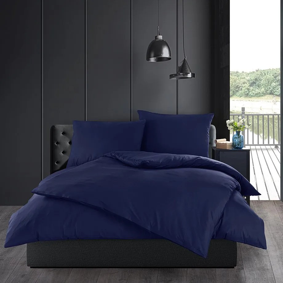 Bavlněné jednobarevné ložní povlečení BedTex Exclusive Collection - modré - 100% bavlna - 70 x 90 cm + 140 x 200 cm