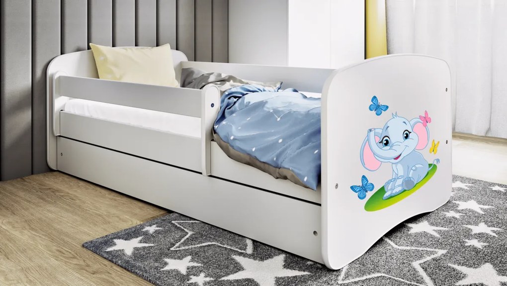 Dětská postel Babydreams slon s motýlky bílá
