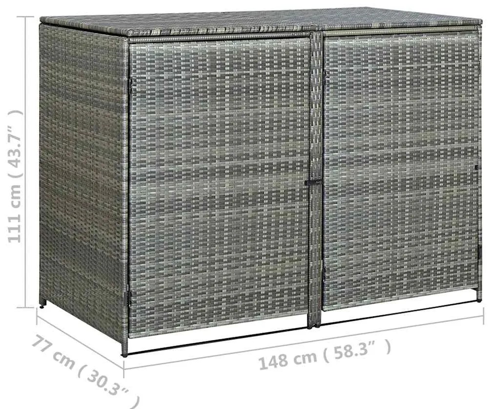 vidaXL Marketos Přístřešek na dvě popelnice polyratan antracitový 148x77x111 cm