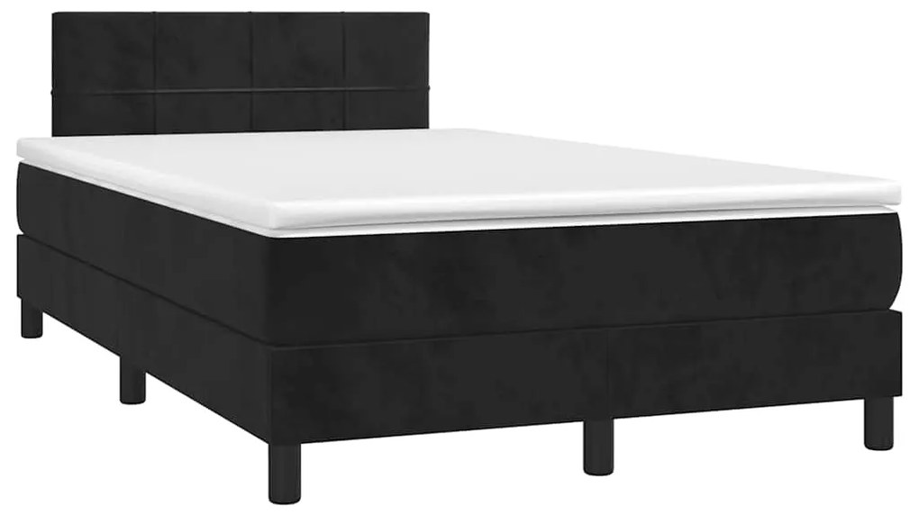 Box spring postel s matrací a LED černá 120 x 190 cm samet 3270155
