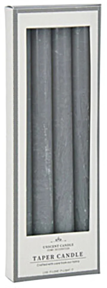 Poop ARÔME Sada vysokých rustikálních svíček 4 ks, 25 cm, barva šedá