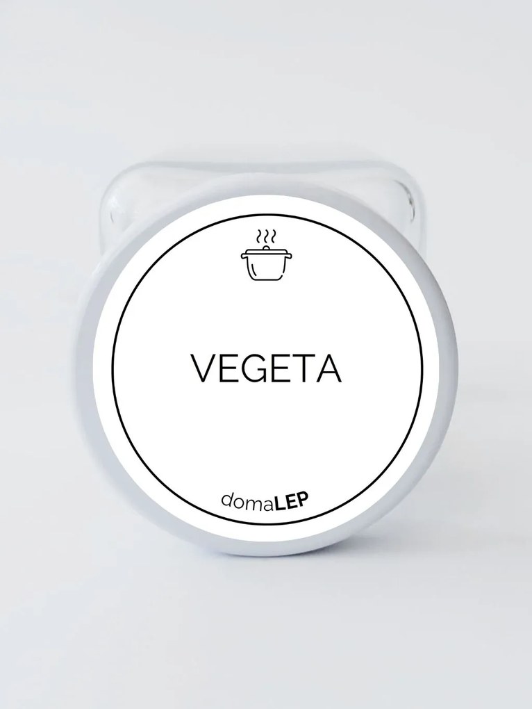Samolepka na kořenky VEGETA bílá 5 cm základní písmo