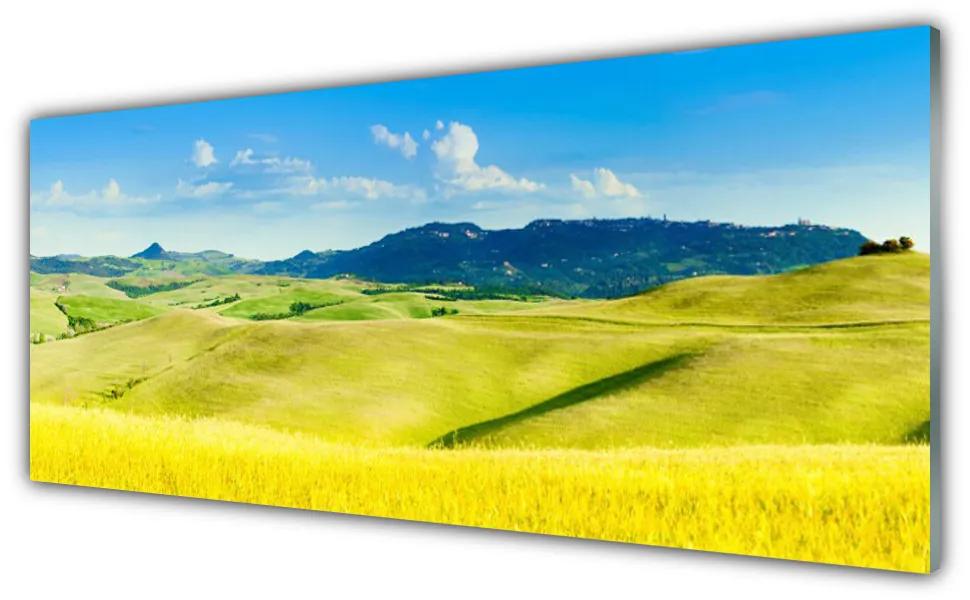 akrylový obraz Vesnice Hory Krajina 125x50 cm