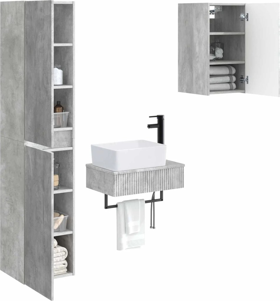 Sada koupelnového nábytku 3 ks Betonově šedá 33 x 34,5 x 160 cm 3406056