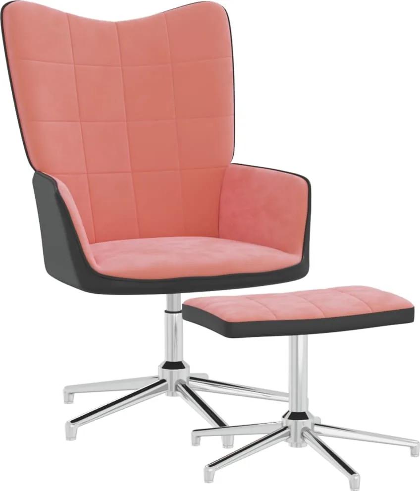 vidaXL Relaxační křeslo se stoličkou samet a PVC [327869] Barva: Hnědá