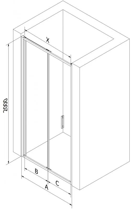 Mexen Exo, skládací sprchové dveře 75 cm, čiré sklo, zlatá, 816-075-000-50-00