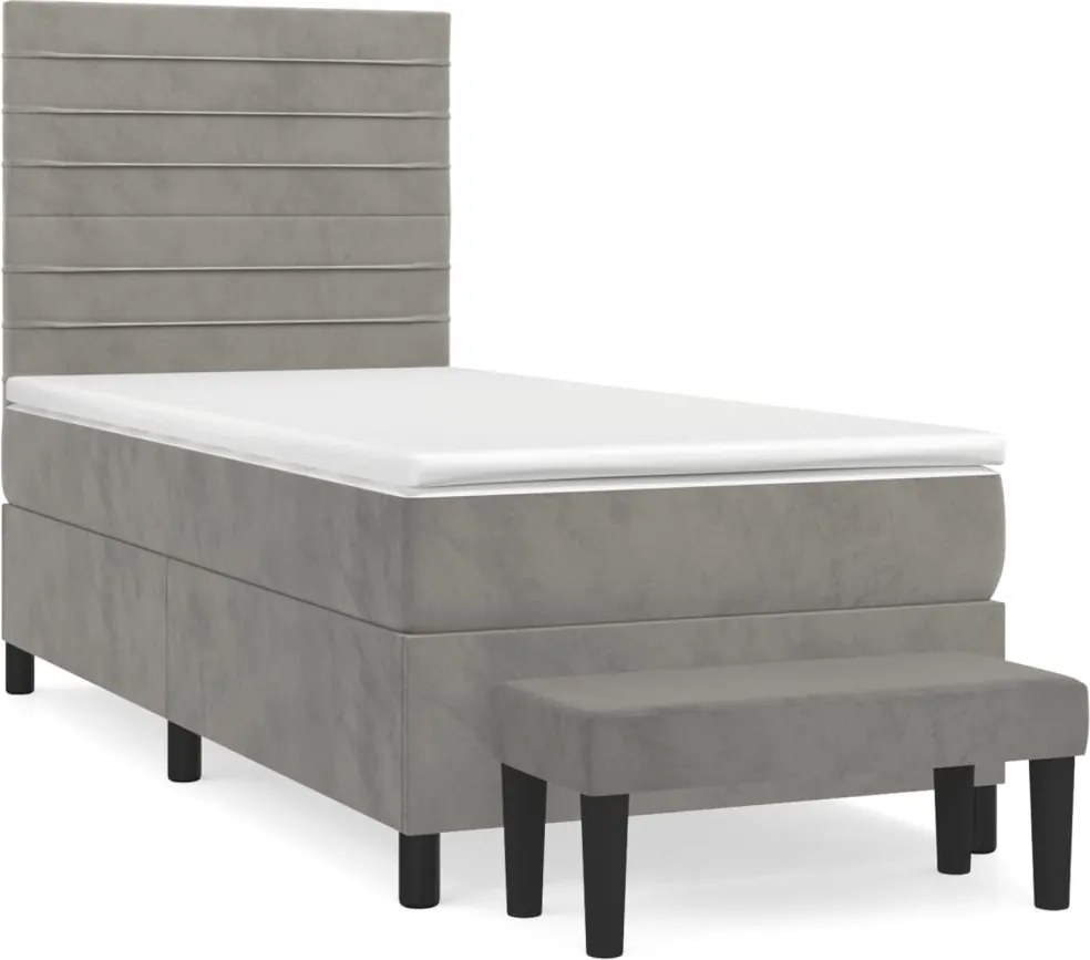 Box spring postel s matrací světle šedá 90x200 cm samet 3137881