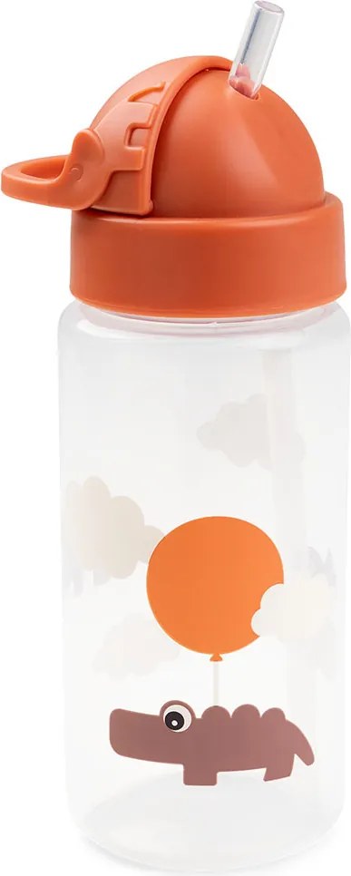 Plastová láhev Happy Clouds s brčkem 350 ml oranžová