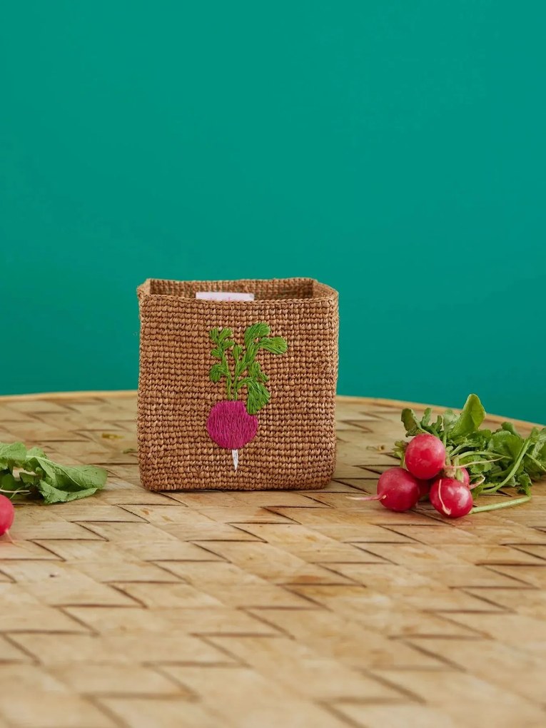 rice Úložný košík Raffia Square Tea Radish - set 2 ks, multi barva