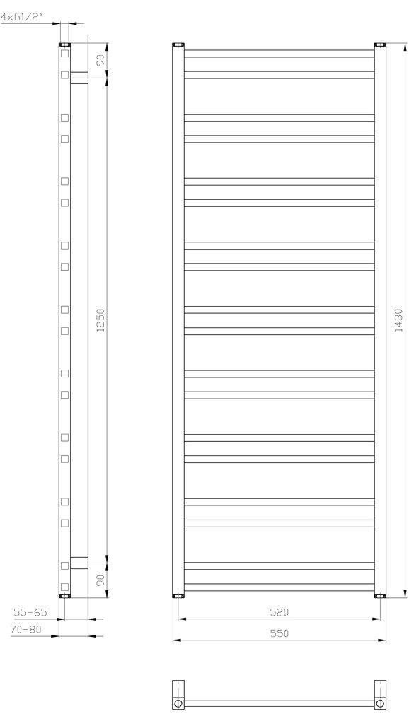 Sapho, MAKRO DOS topné těleso 550x1430 mm, bílá, IR430T