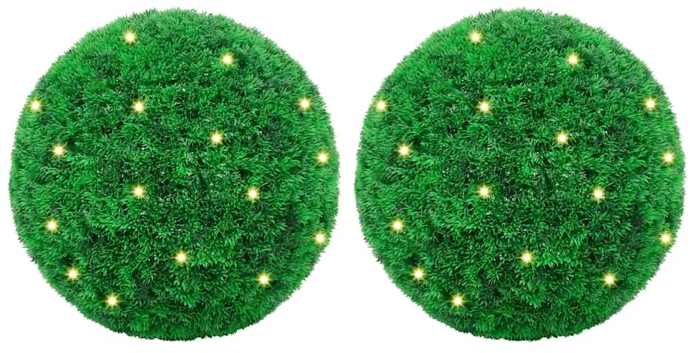 Umělé buxus koule s LED světly 2 ks zelené 45 cm