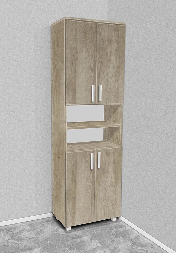 Vysoká koupelnová skříňka K15 barva skříňky: dub stříbrný, barva dvířek: dub stříbrný lamino