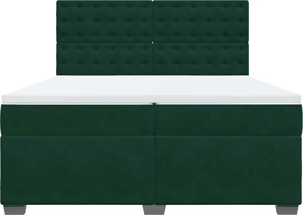 Box spring postel s matrací tmavě zelená 200x200 cm samet 3293317