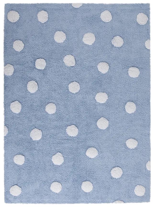 Hans Home | Bio koberec kusový, ručně tkaný Polka Dots Blue-White