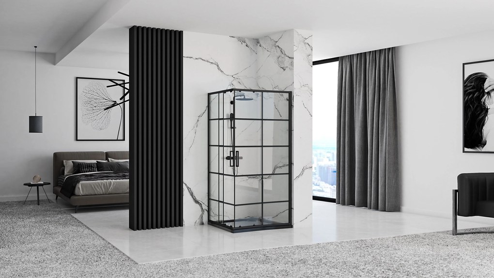 Rea Concept, sprchový kout 80x100 cm + bílá sprchová vanička Savoy, KPL-K1005