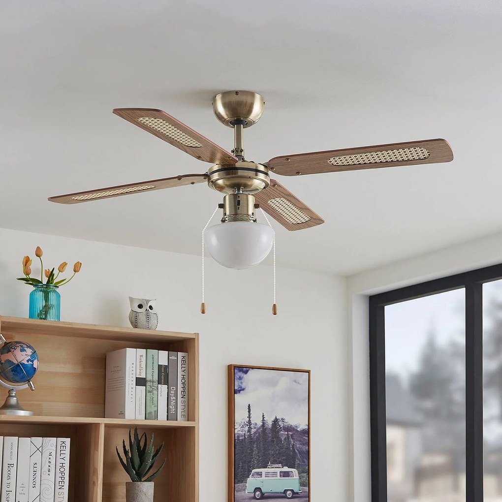 Stropní ventilátor Lindby s osvětlením Rakan, tichý, Ø 106 cm