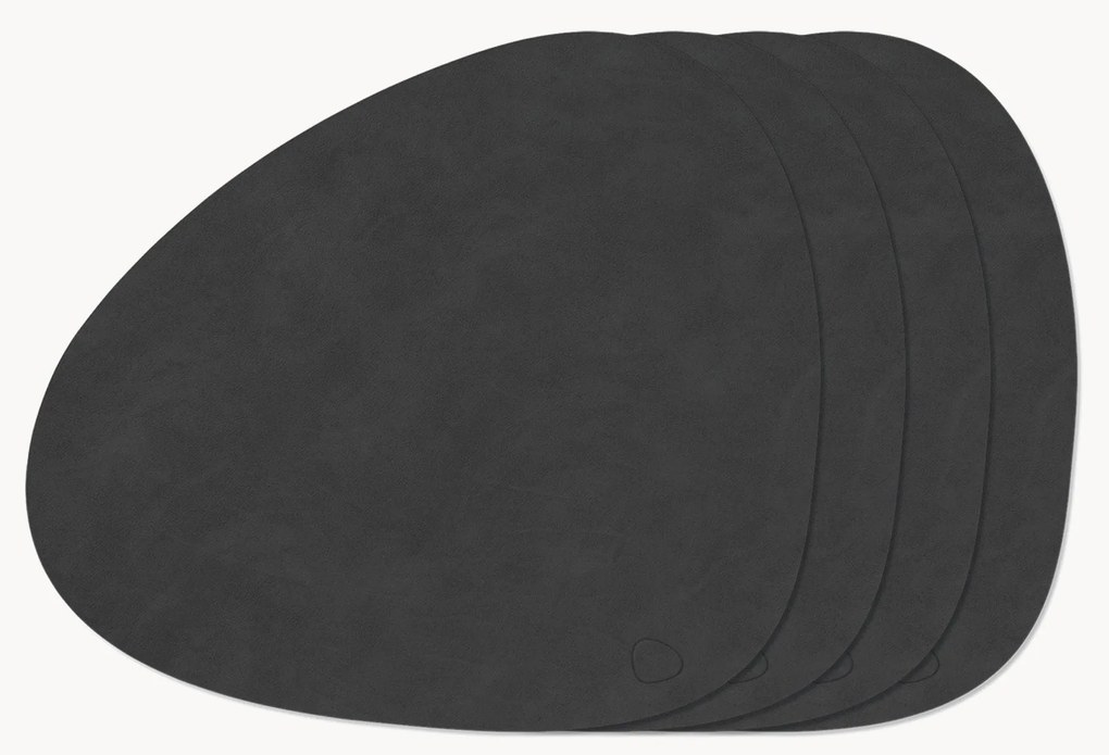 Sada asymetrických prostírání z kůže Curve, 4 díly