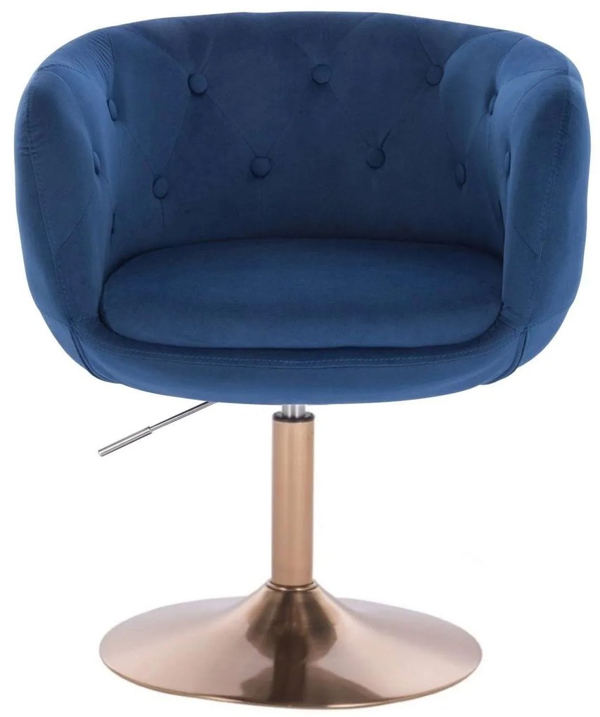 LuxuryForm DESIGN Otočné křeslo MONTANA VELUR na zlatém talíři - modré