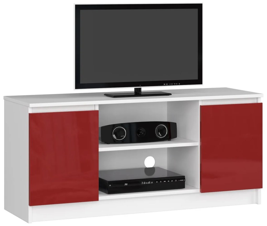 TV stolek Tonon 120 cm bílý/červený lesk