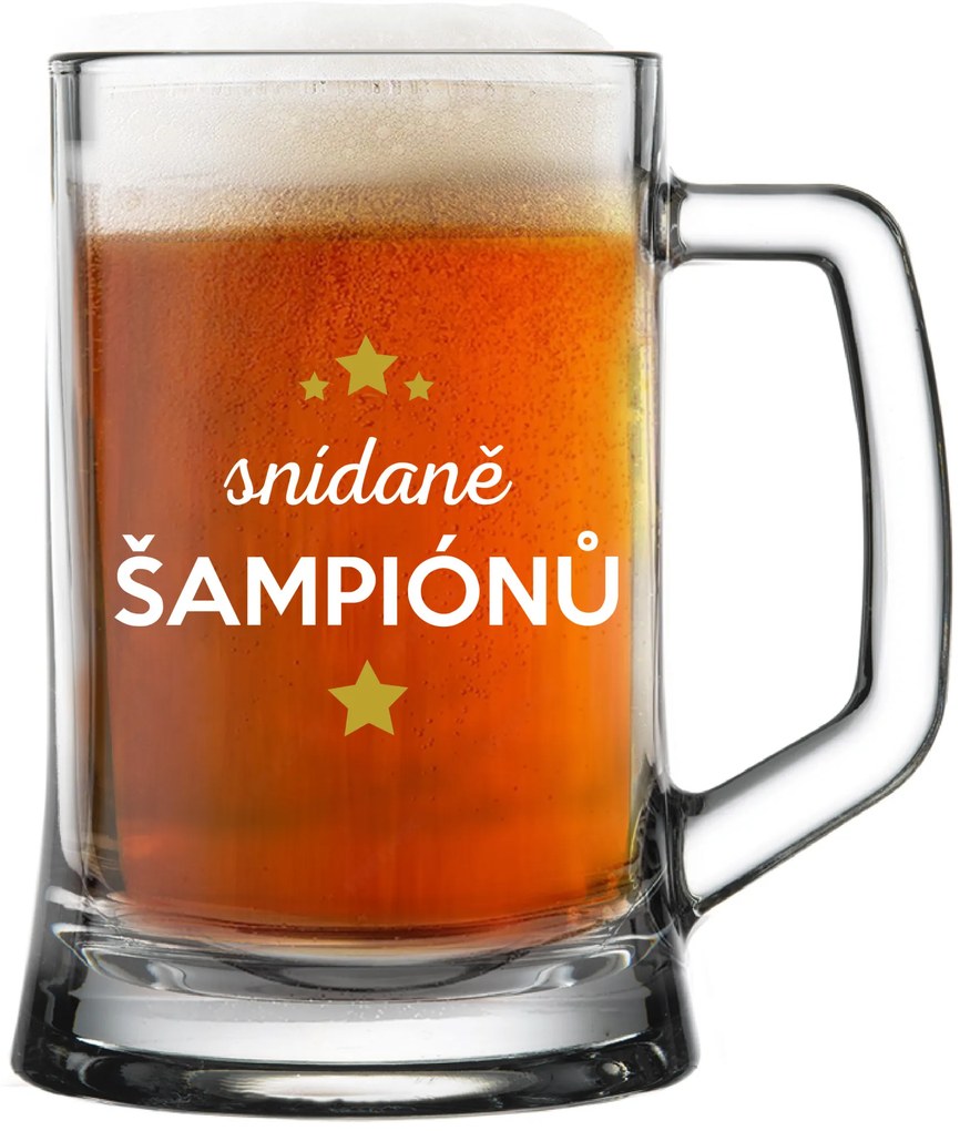 SNÍDANĚ ŠAMPIÓNŮ - pivní sklenice 0,5 l