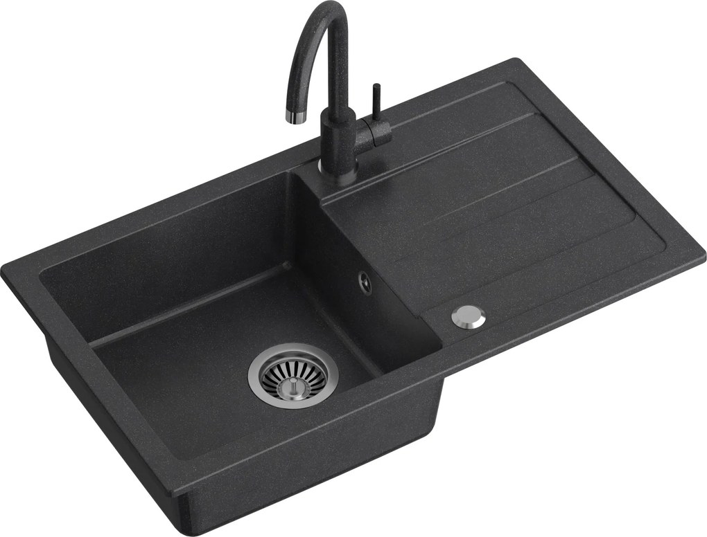 Černý kuchyňský granitový dřez QUADRON GO- MAX + BATERIE