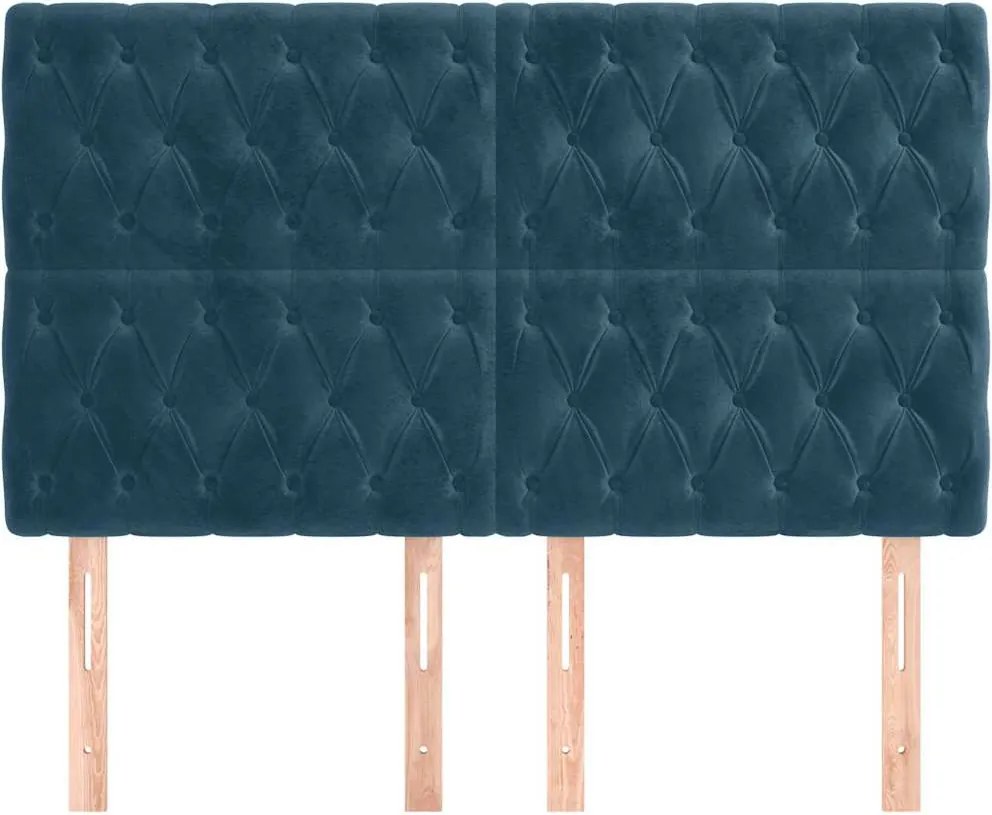 Čelo postele tmavě modré 160x7x118/128 cm sametové 3116726
