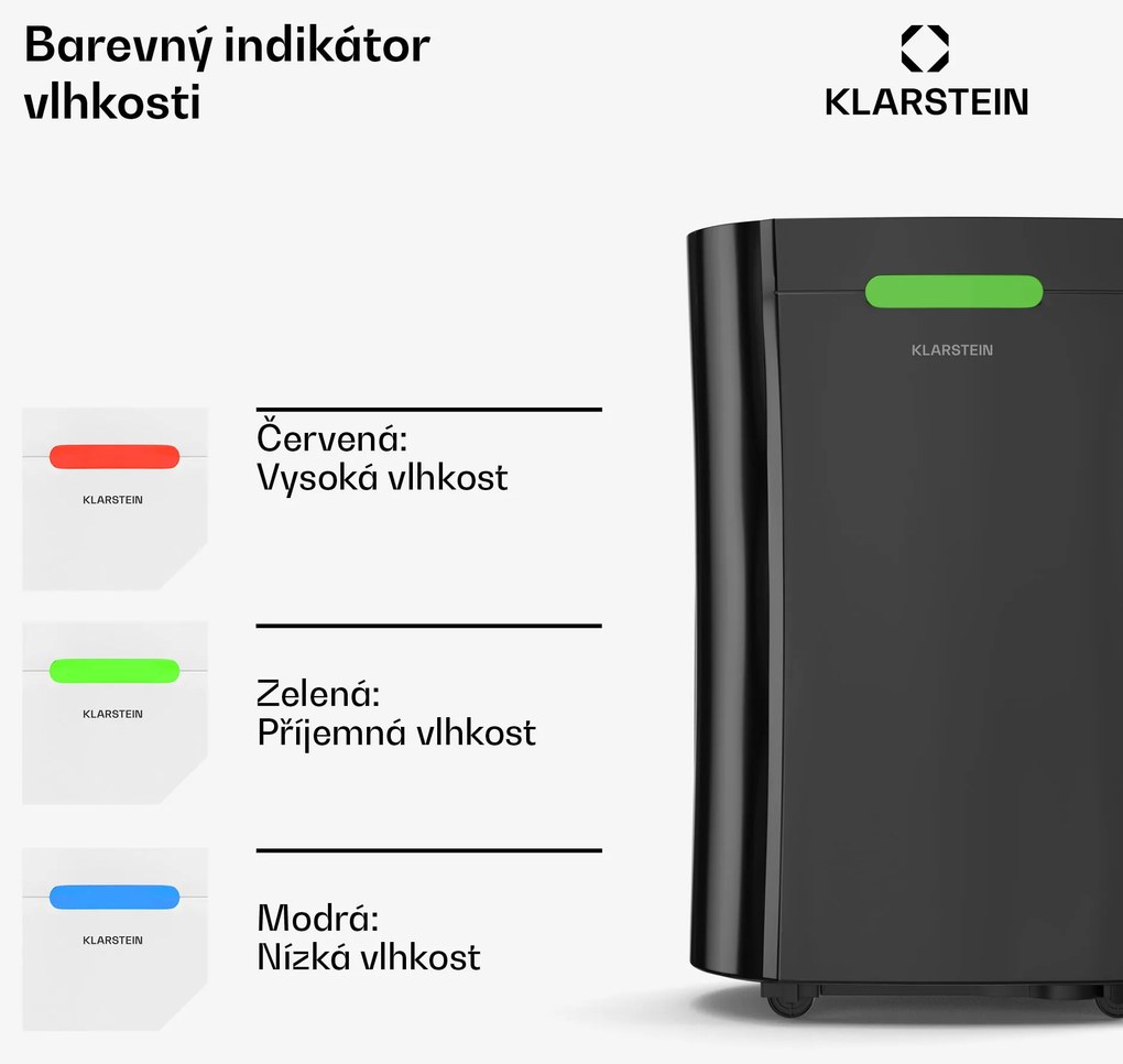 Klarstein AeroDry 10 odvlhčovač vzduchu, výkon 165 W, 10 l/den, 135 m³/h, pro plochu do 30 m², funkce DrySelect
