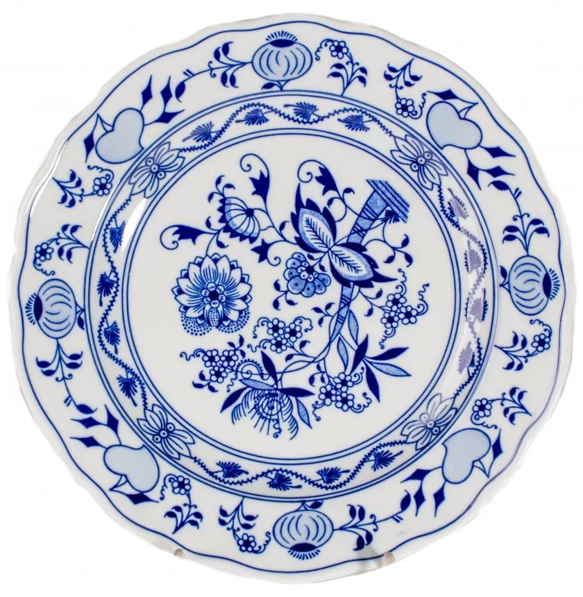 Talíř mělký praporový, Český porcelán Dubí, CIBULÁK, 21 cm