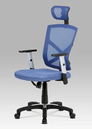 Autronic - Kancelářská židle, modrá MESH+síťovina, plastový kříž, houpací mechanismus - KA-H104 BLUE
